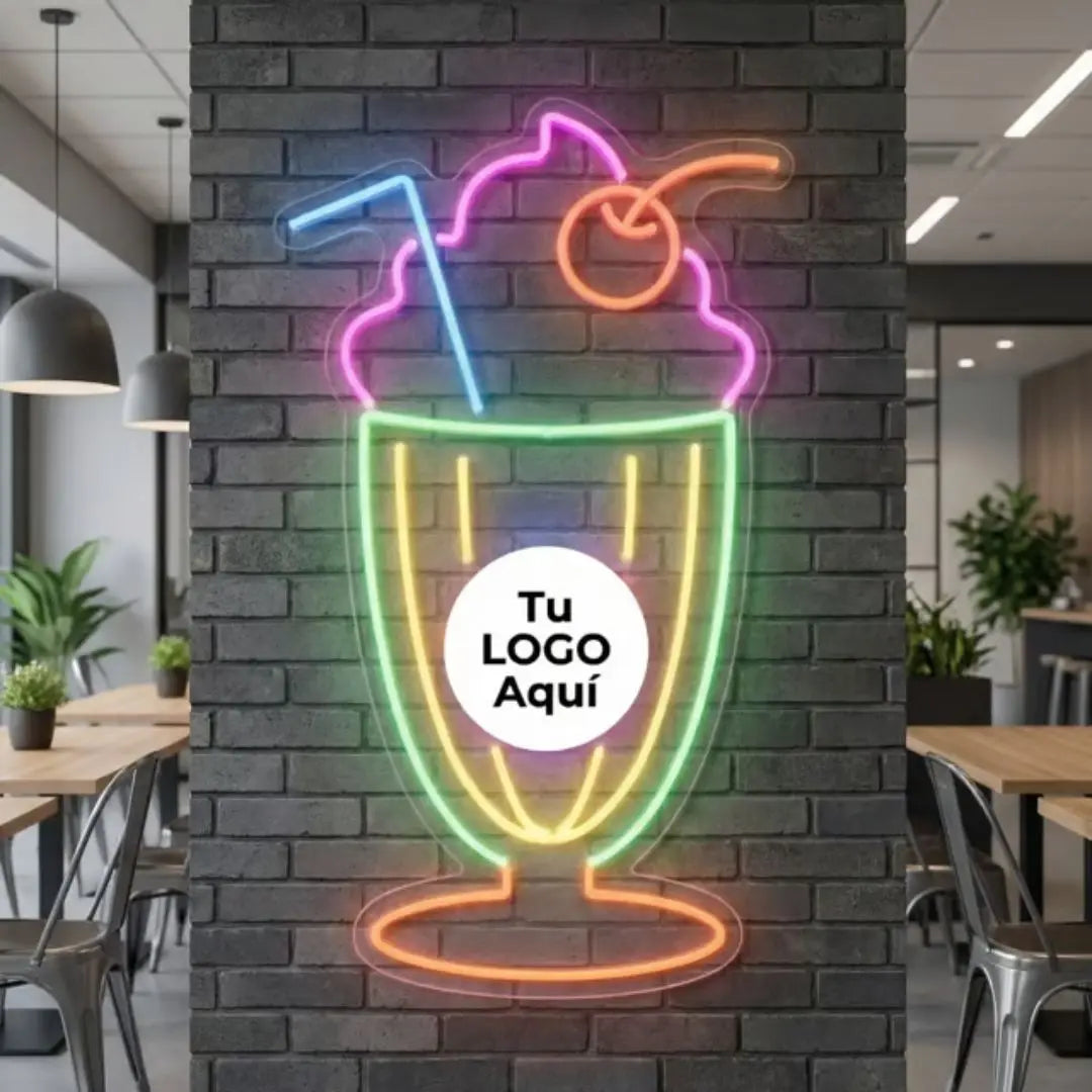 Letrero Neón LED Malteada con Logo | Decoración Neon para Cafeterías ...